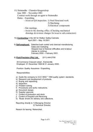 Mark Kingsmill CV | PDF