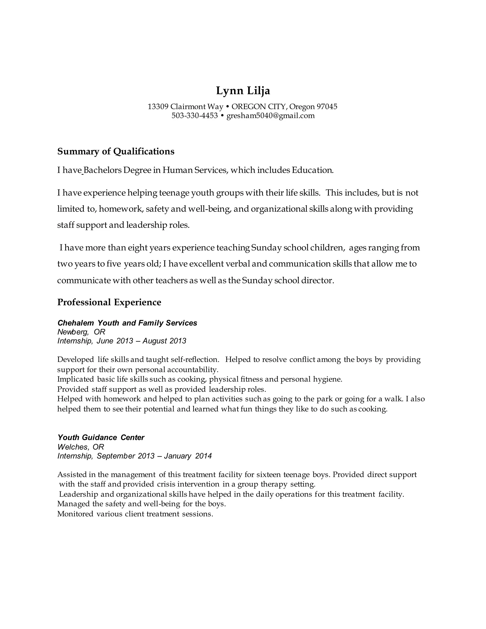 Lynn Resume_2016 | DOCX | Education