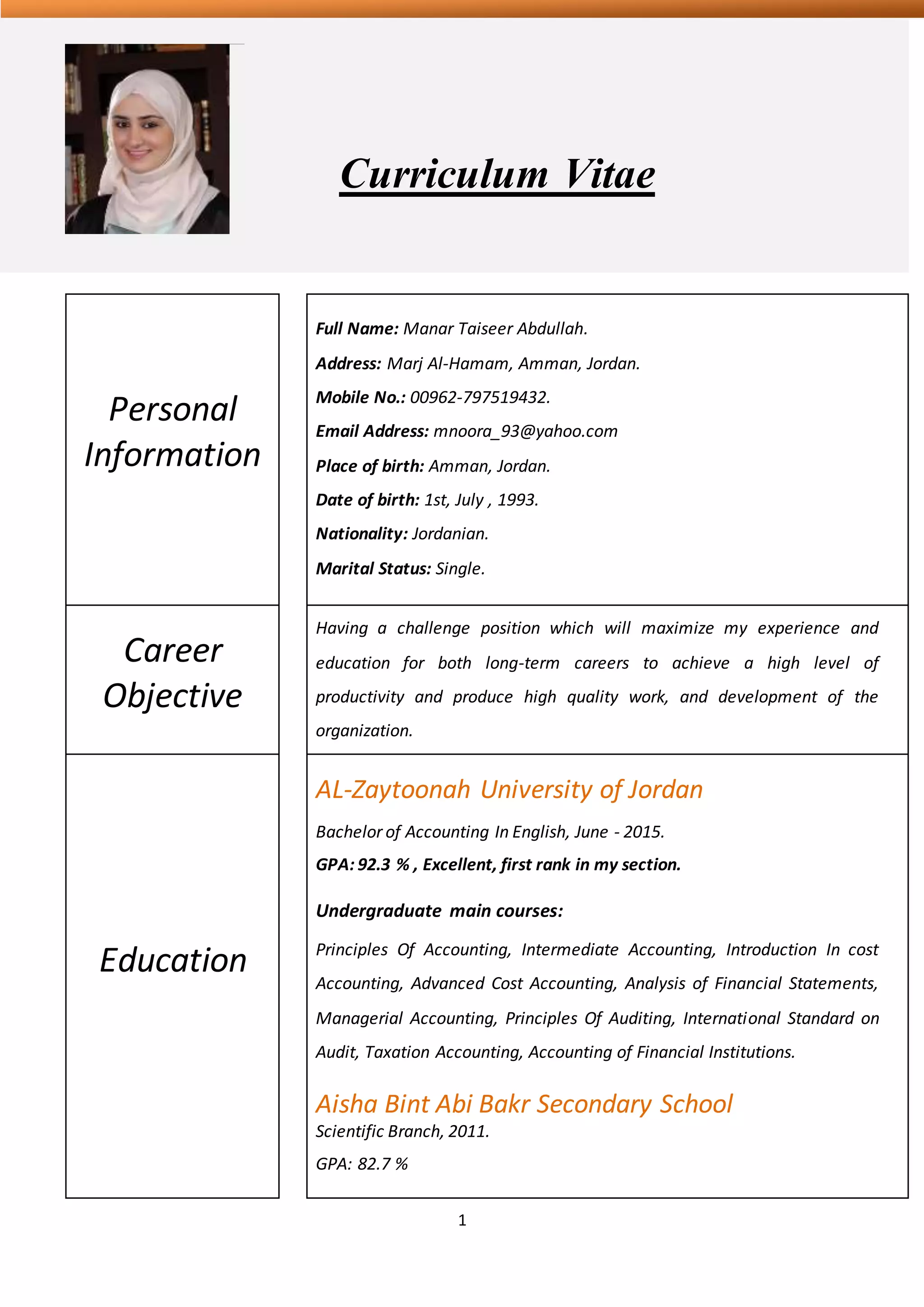 Manar Abdullah CV | PDF