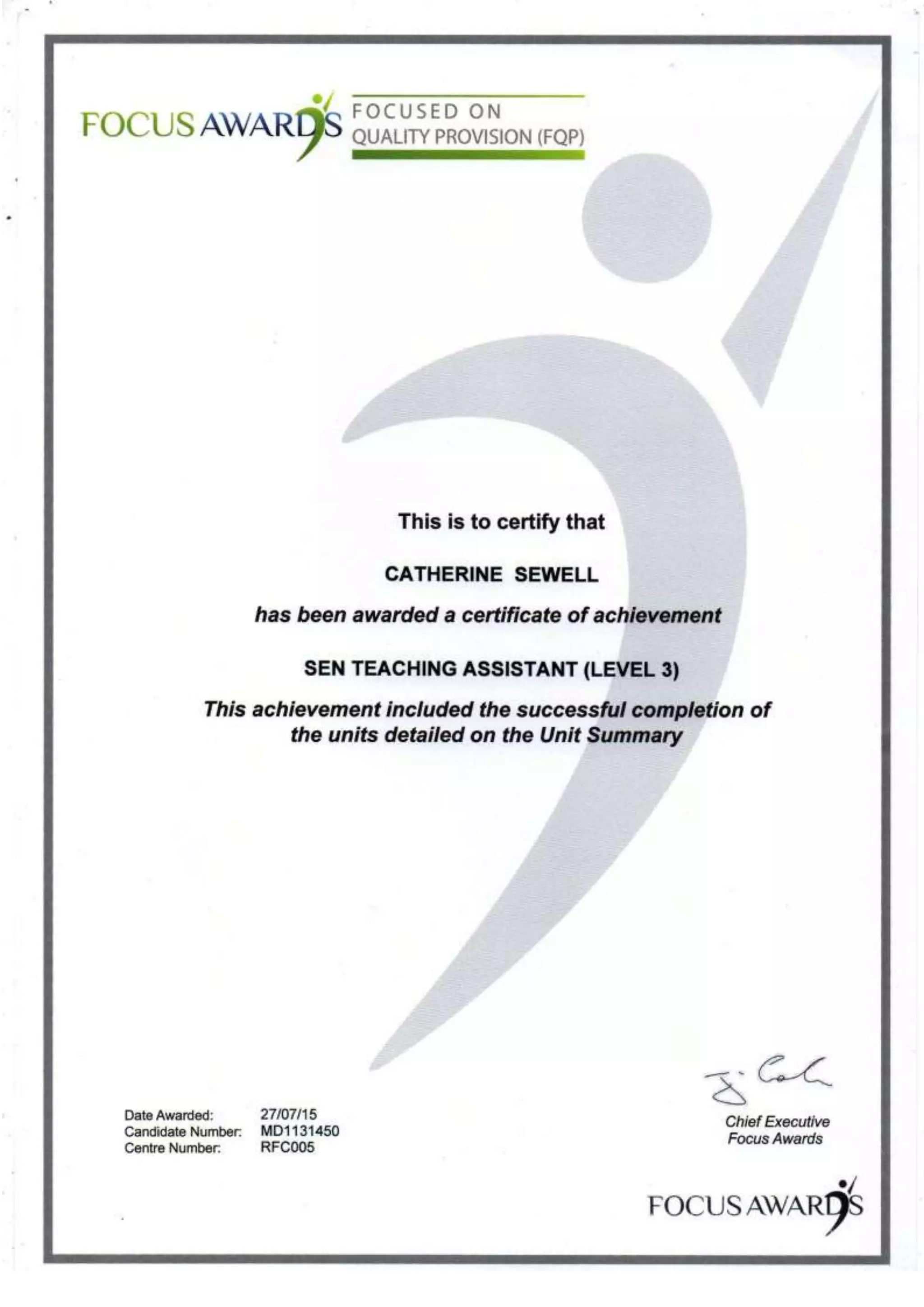 SEN TA Certificate (L3) | PDF