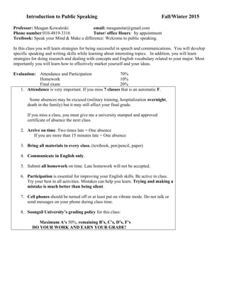 Speech Syllabus Soongsil | PDF