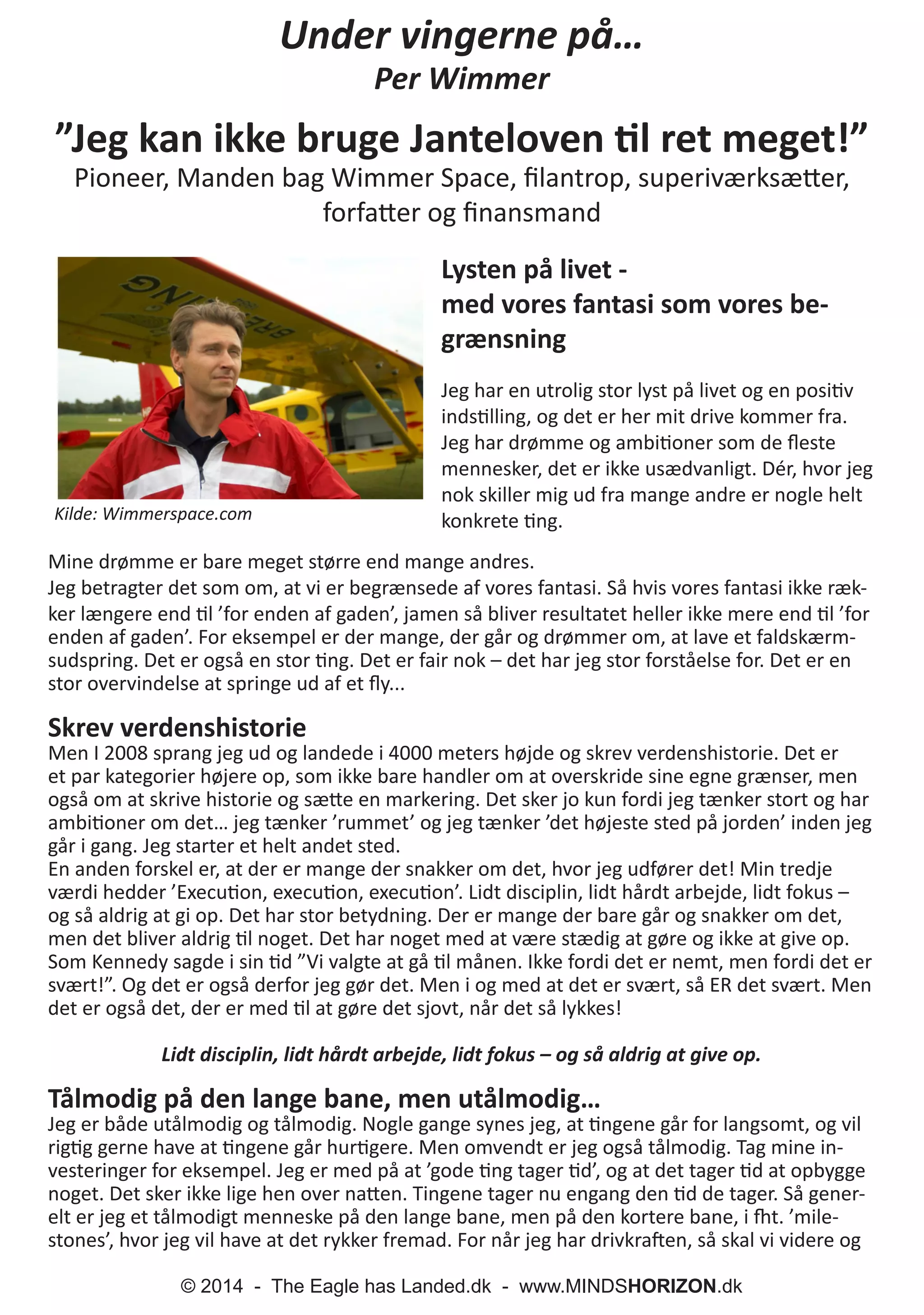 Per Wimmer.Interview.The Eagle has Landed.MINDSHORIZON | PDF