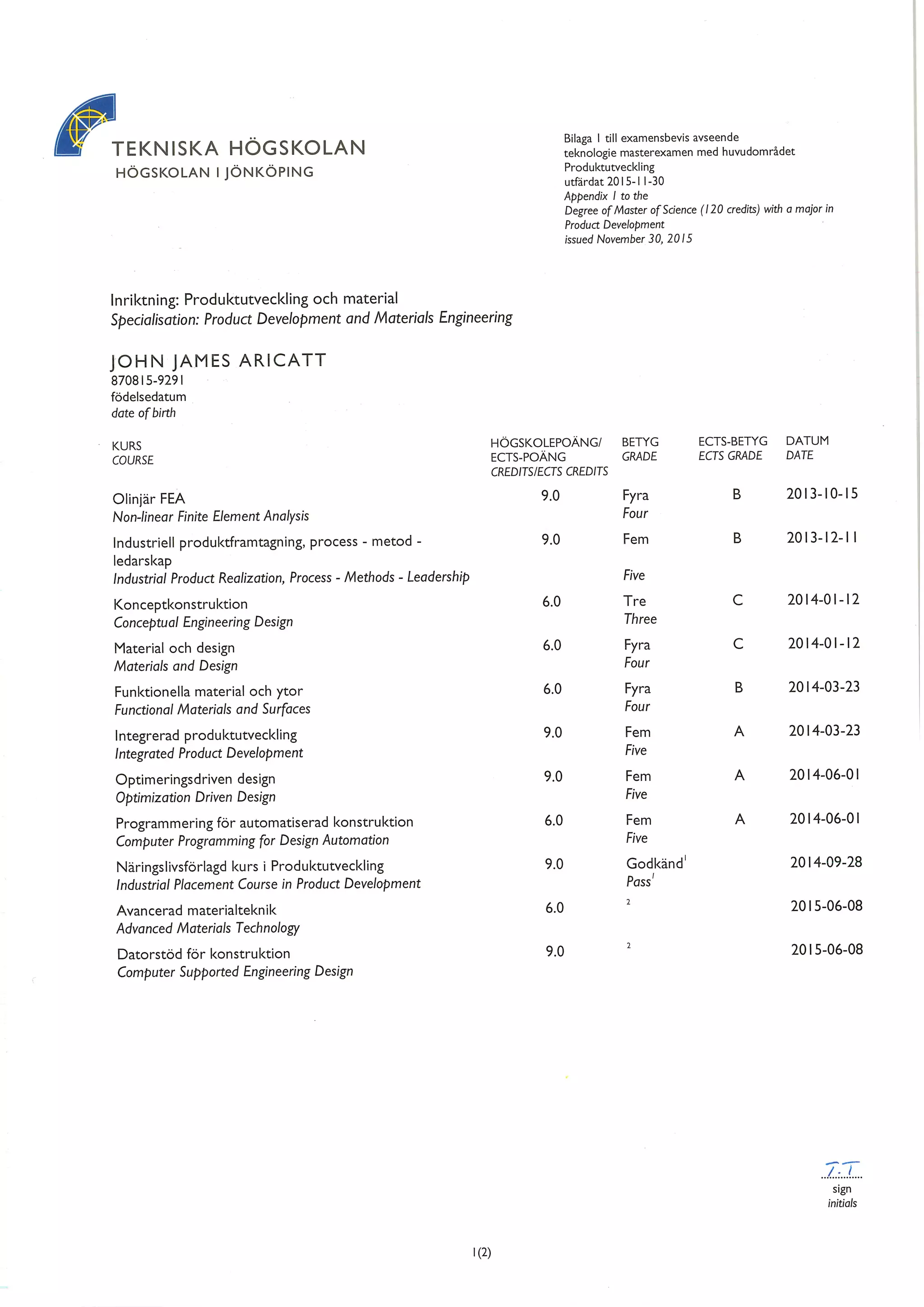 MSc Certificate | PDF