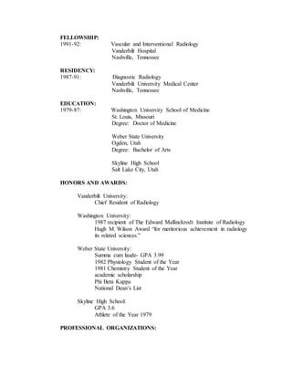 curriculum vitae | DOCX | Blood Disorders | Diseases and Conditions