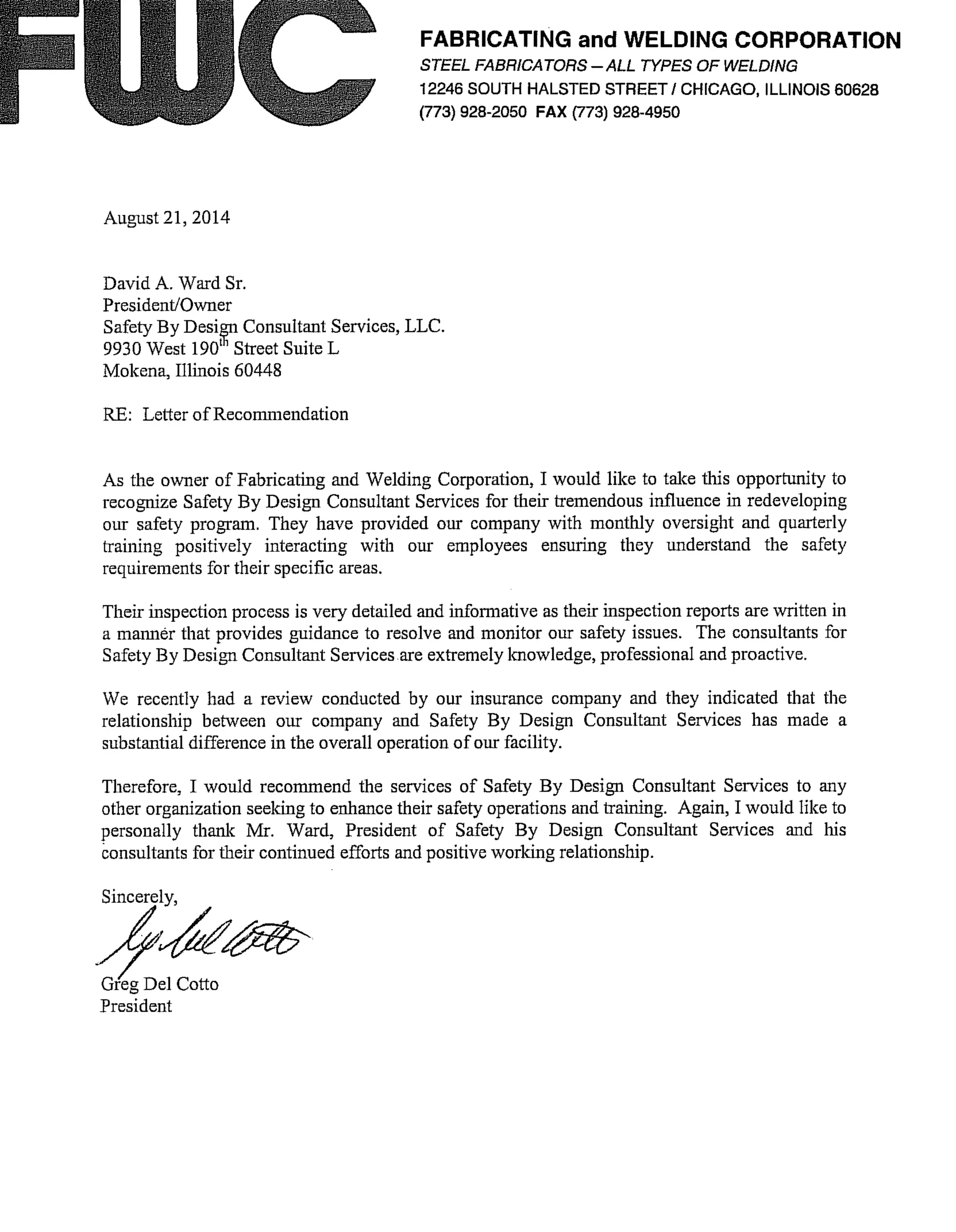 FABRICATING AND WELDING LETTER OF RECOMMENDATION | PDF