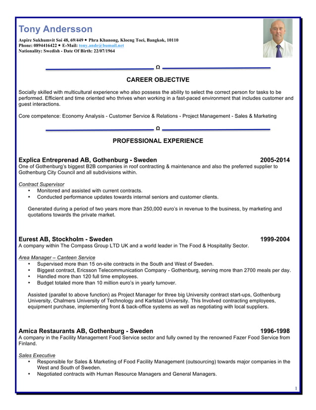 Resume 1 Tony Andersson | PDF