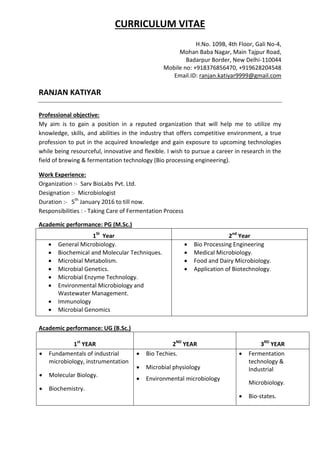 Ranjan Katiyar - Resume | PDF