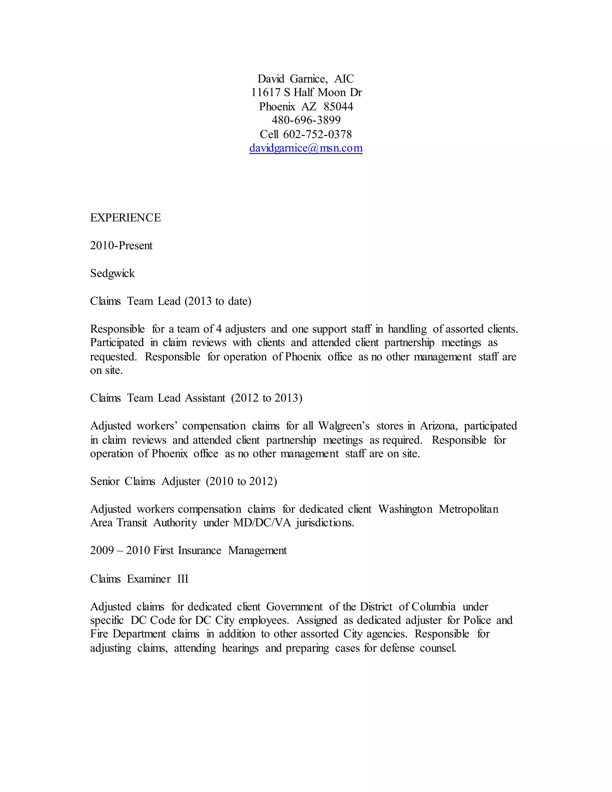 Dave's resume | DOCX