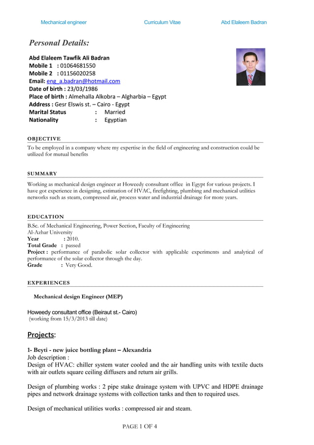 cv eng.Abdelaleem Badran | DOC