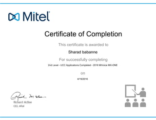 2nd Level - UCC Applications Completed - 2016 MiVoice MX-ONE | PDF
