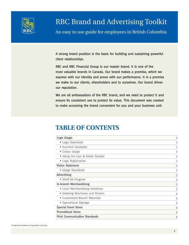 RBC Brand and Advertisng Toolkit - November 2004 | PDF