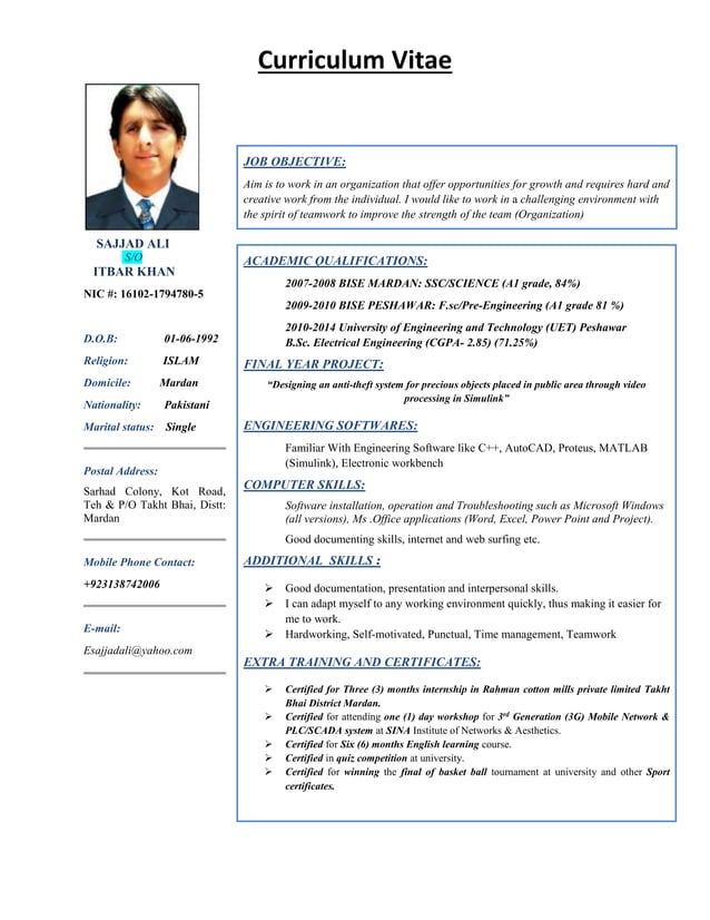 Sajjad Ali C.V - | DOCX | Technology & Computing