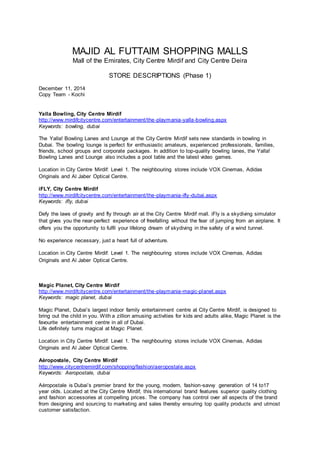 MAF - Store Descriptions Phase 1 V3 | DOCX