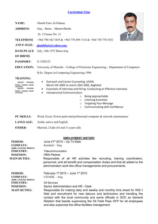 Ghaith's Curriculum Vitae | PDF