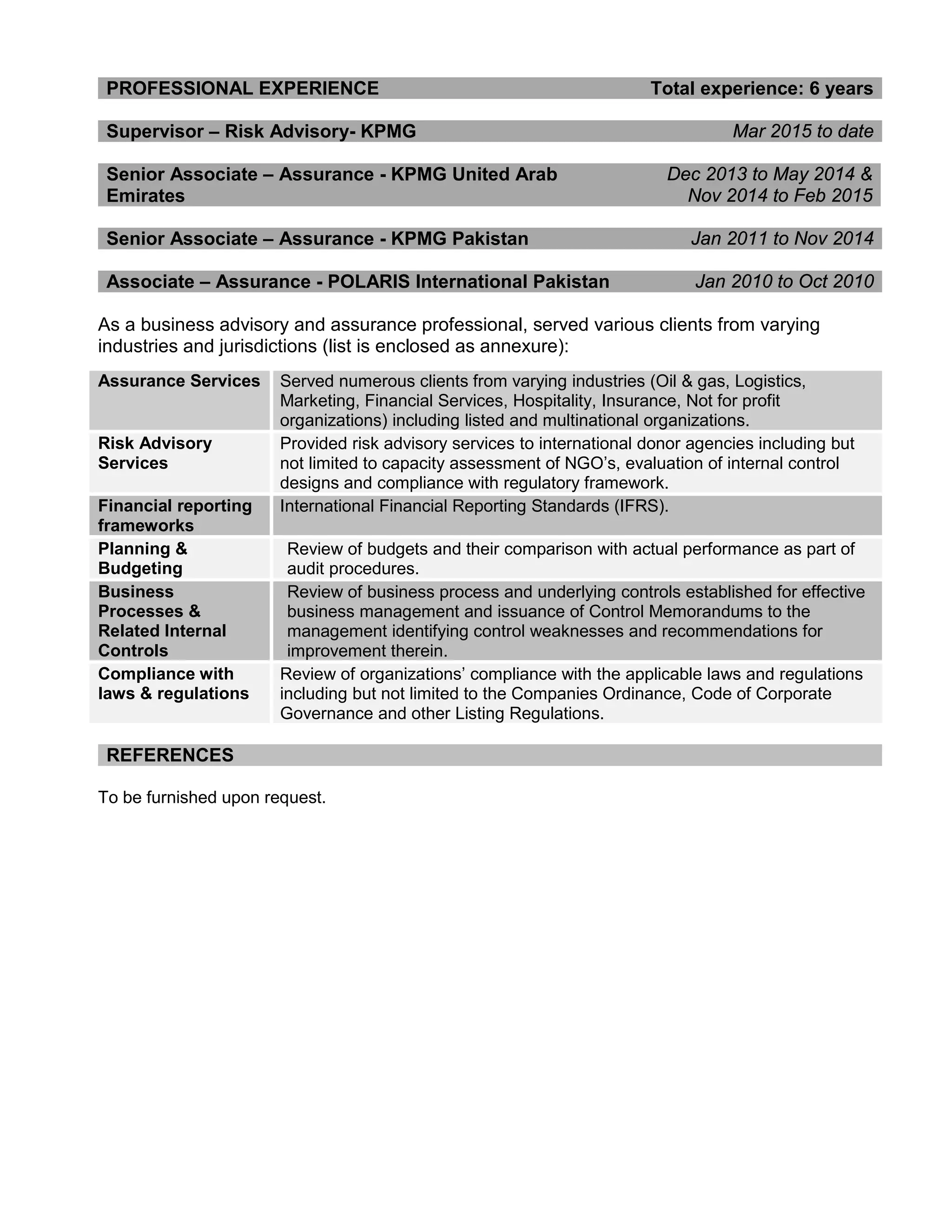 Resume-Badar Abbas -KPMG | PDF | Business Accounting & Finance | Business