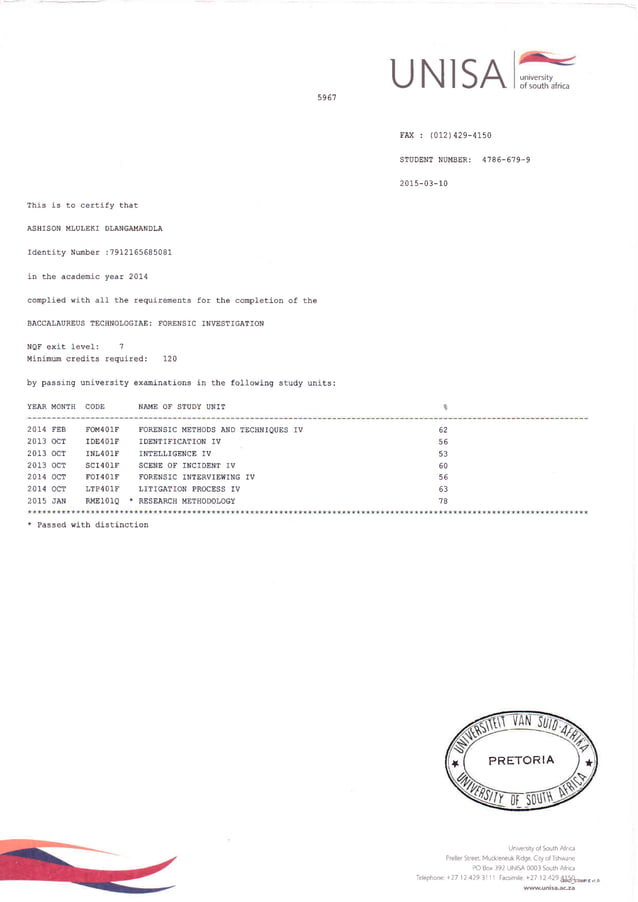 Academic record. unisa.PDF