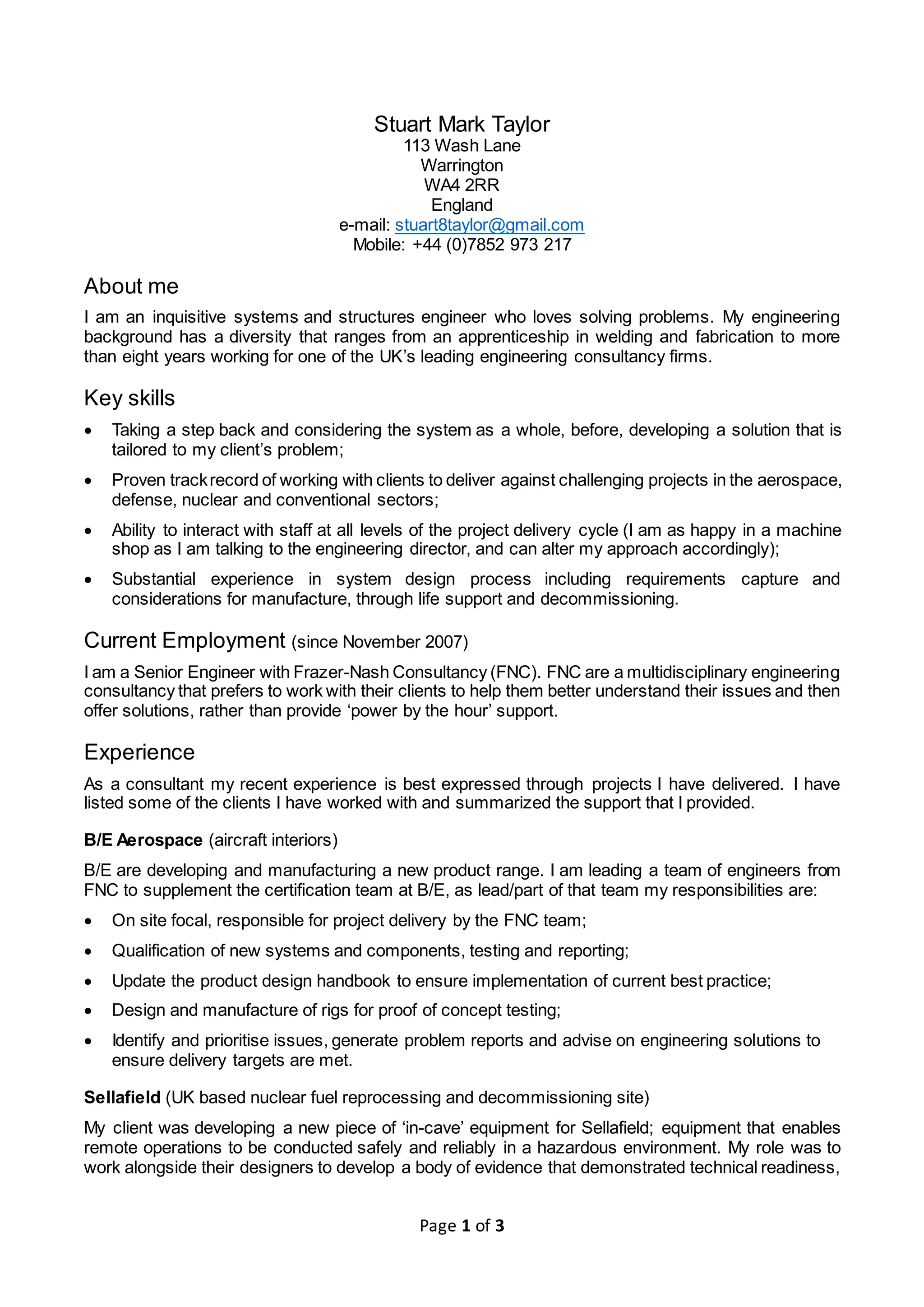 Stuart Taylor Resume Feb 2016 | DOCX