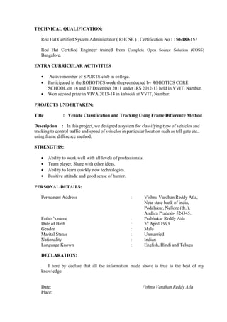 vishnu rhcsa resume | DOC