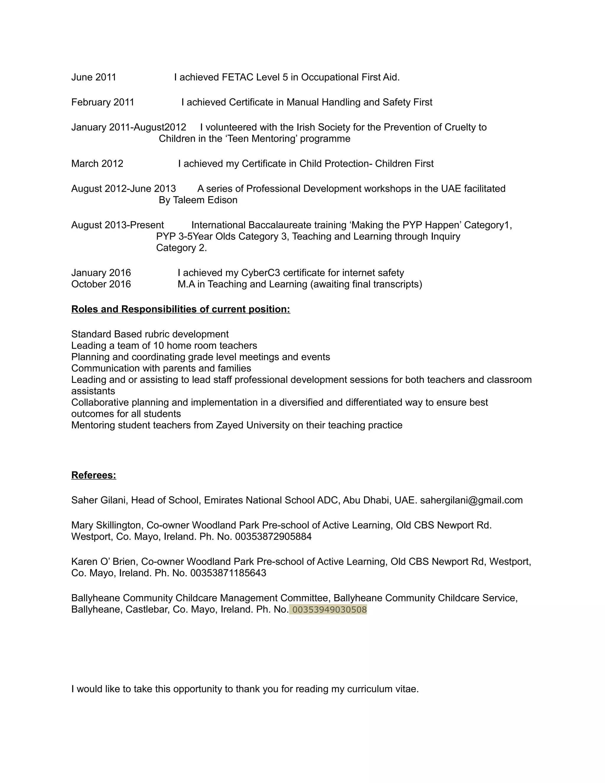 Tracey CV January 2017 | PDF