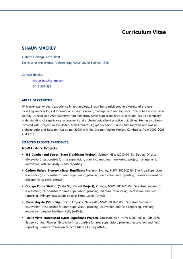 Shaun Mackey CV | PDF