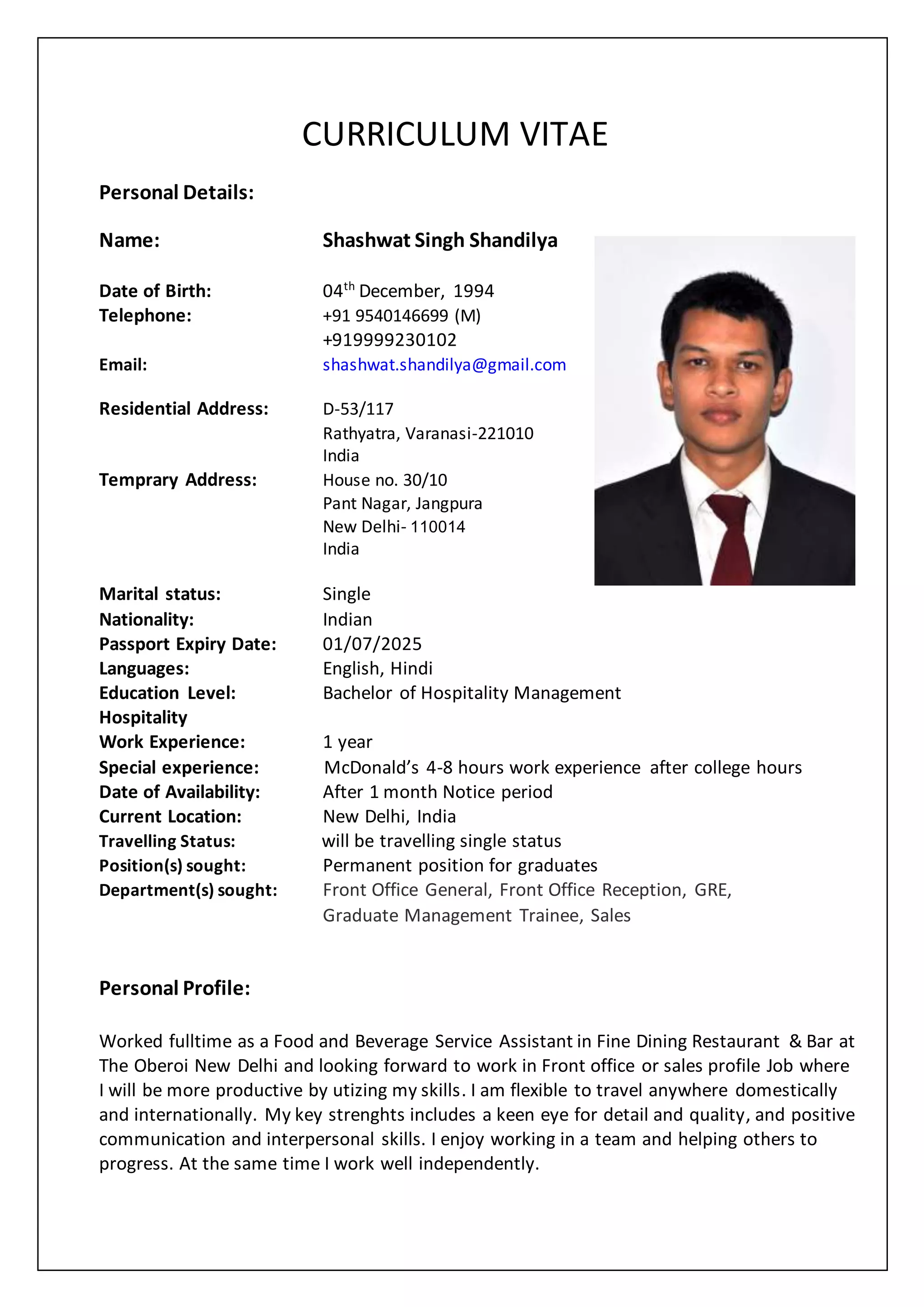 CV - Shashwat Singh Shandilya | DOCX