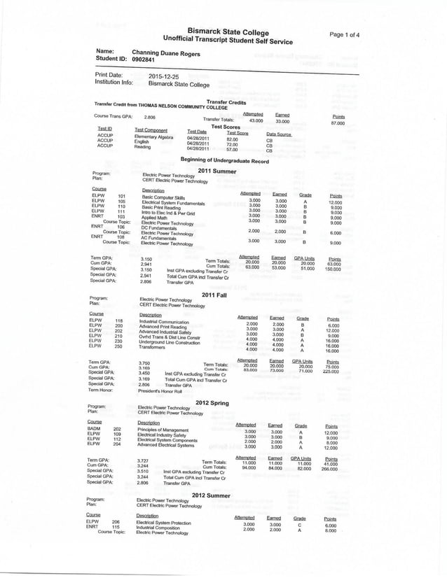 College Transcripts | PDF