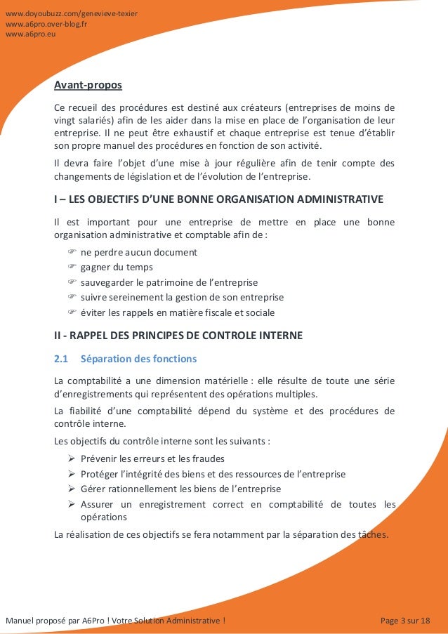 Exemple De Manuel De Procdure Dune Entreprise Le