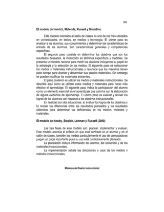 Modelos de diseño instruccional | PDF