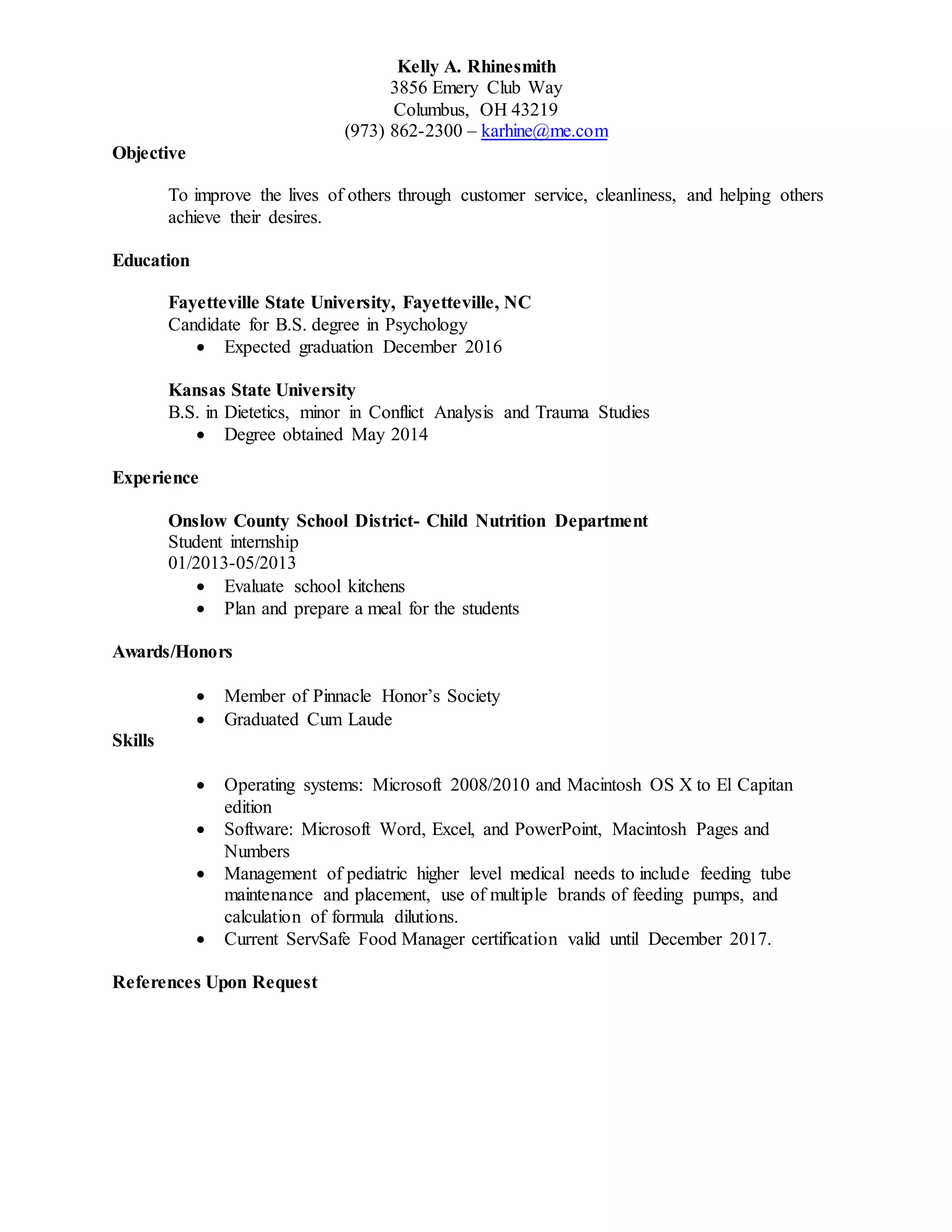 Resume kelly 2016 | DOCX