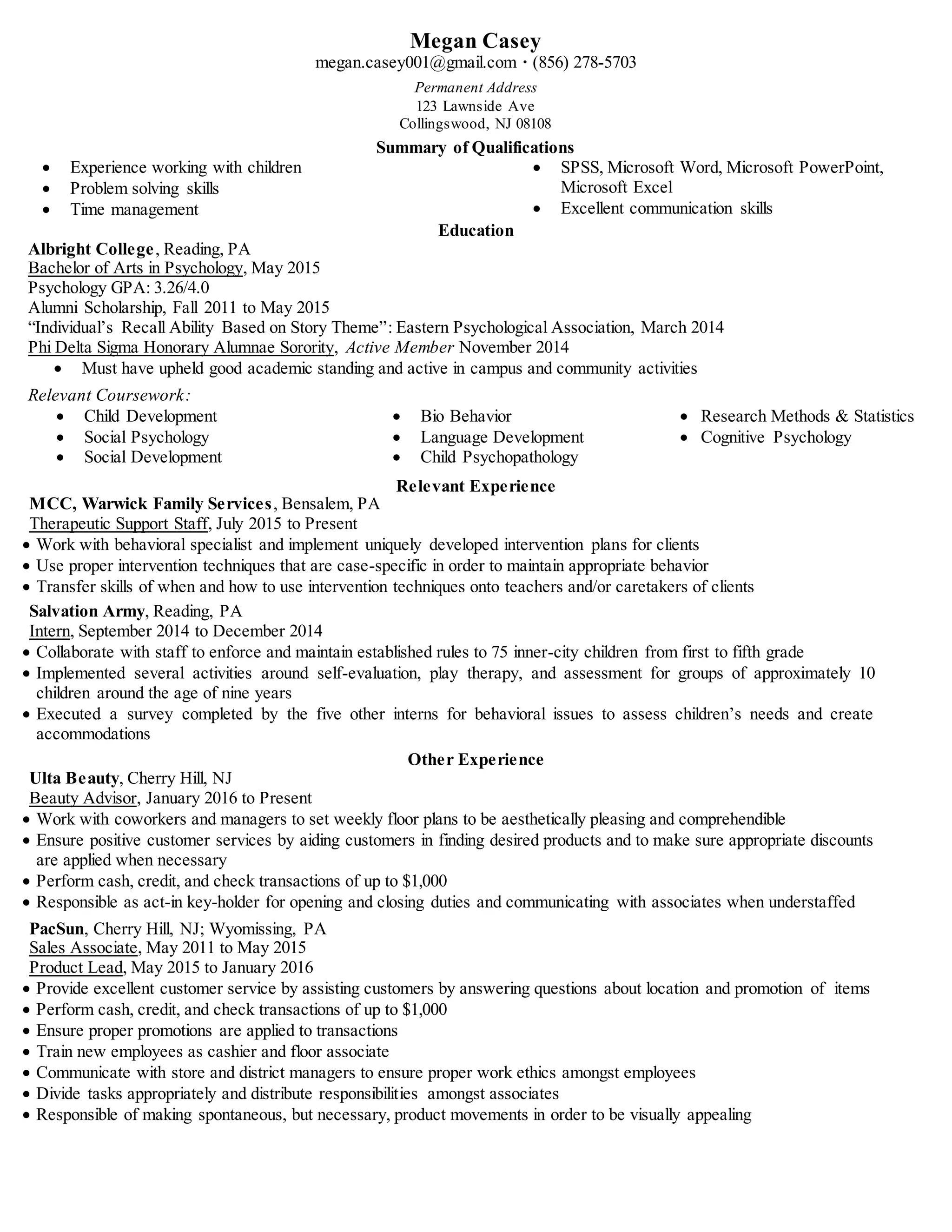 Megan Casey Resume | DOCX