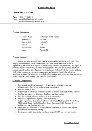 Usama CV Updated | DOCX | Drawing and Sketching | Arts and Crafts