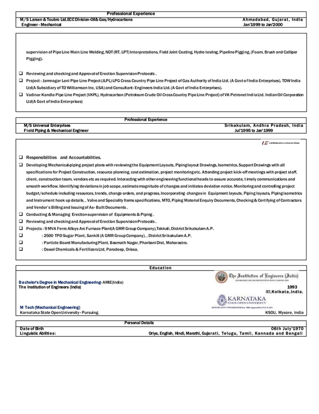 BKR Engg, Piping EPC Resume | DOCX | Civil Engineering Industry | Industries