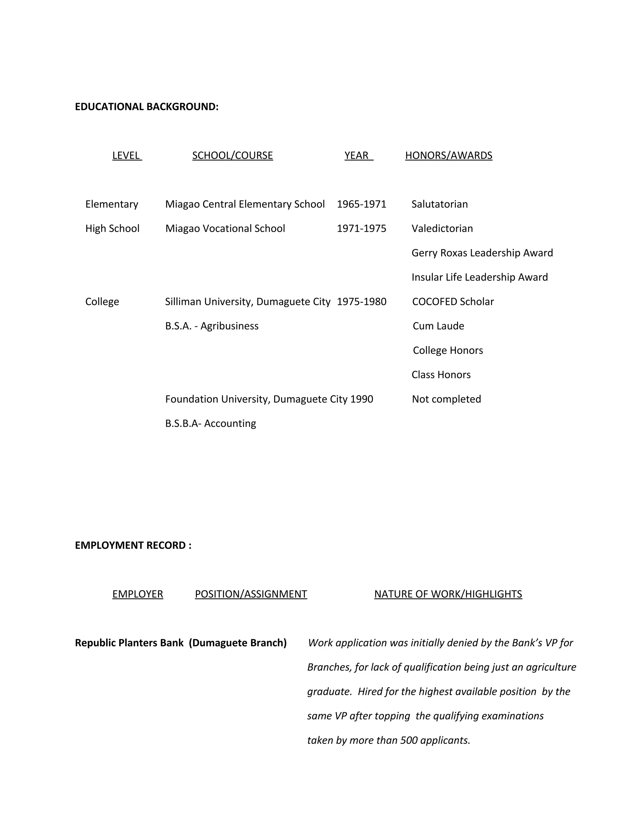 PERSONAL Profile | DOC