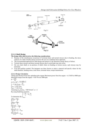 Design and Fabrication of Shaft Drive for two Wheelers | PDF