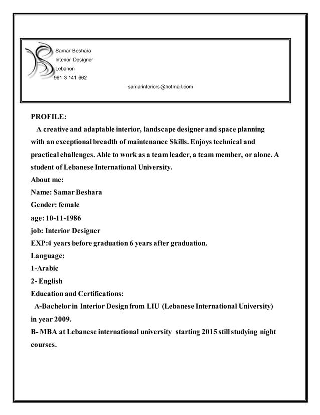 cv samar | DOCX | Landscaping | Home & Garden
