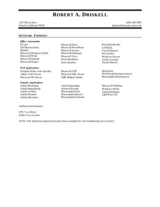 Robert Driskell_Current | DOCX | Computer Software and Applications ...