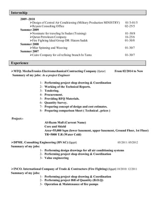 MOHAMED MOSAAD CV - MEP | PDF | Civil Engineering Industry | Industries