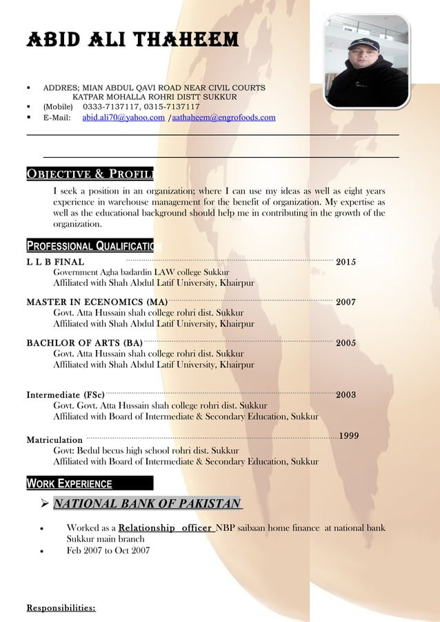 RESUME ABID ALI THAHEEM | PDF