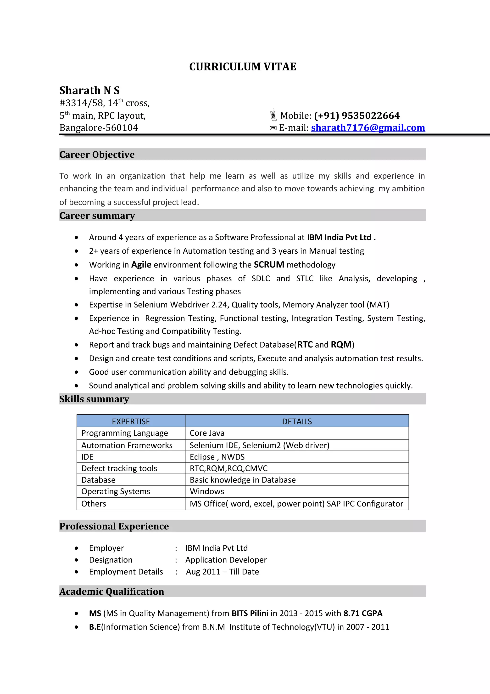 Sharath Resume | DOC