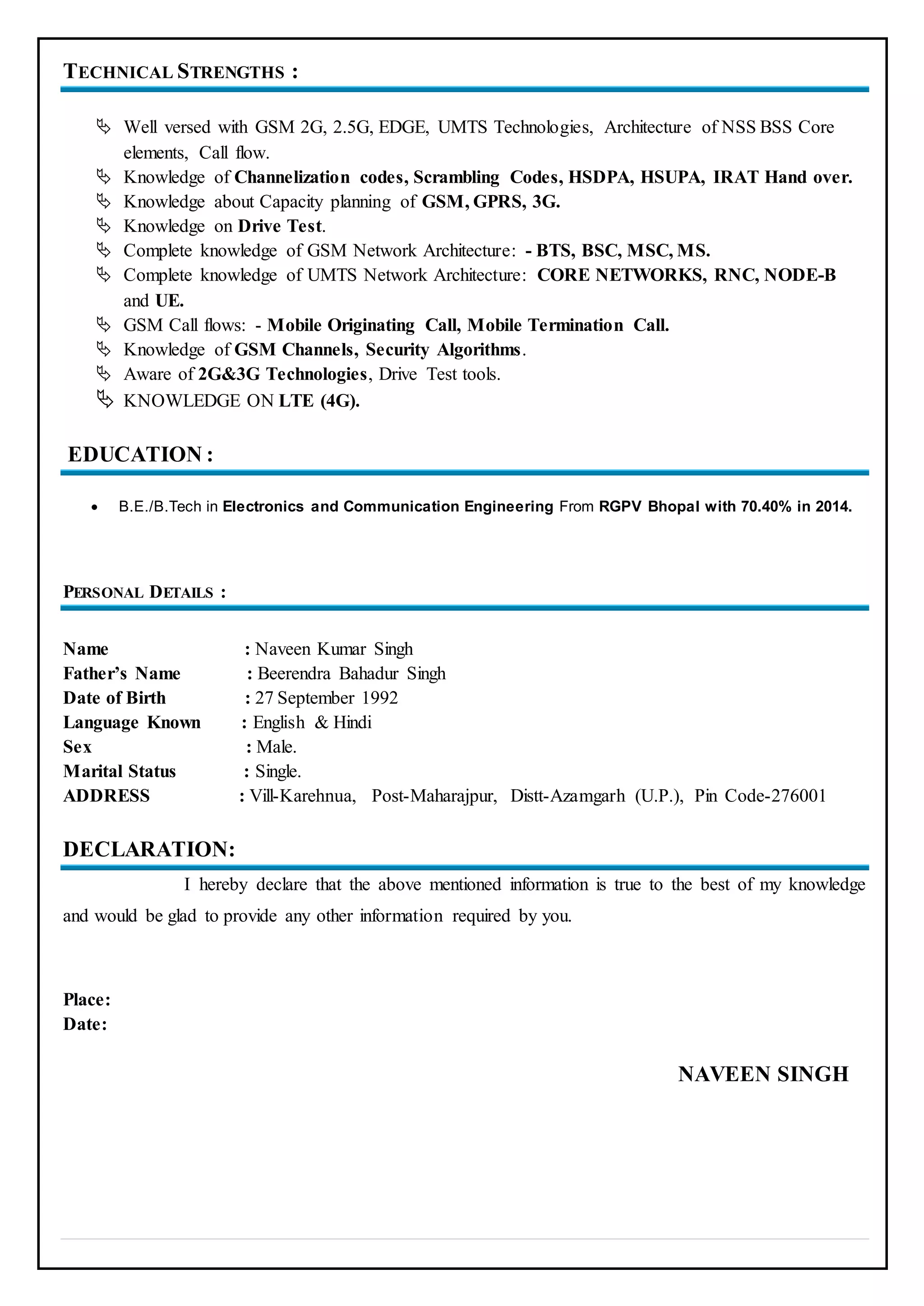Naveen Singh New C.V | DOCX