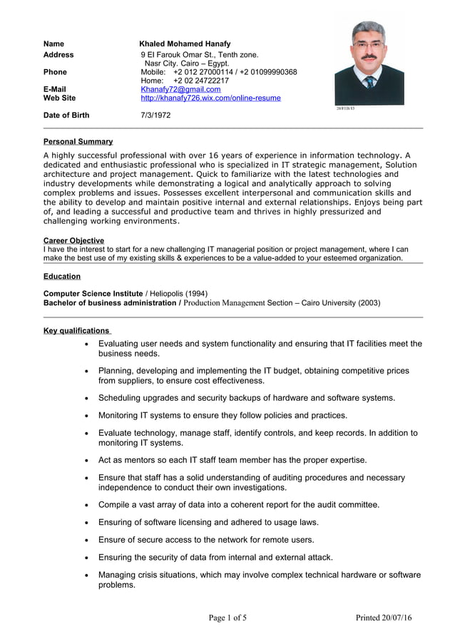 Khaled hanafy-CV | DOC | IT and Internet Support | Internet