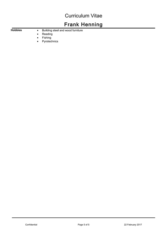 Frank CV | DOC | Business Administration | Business