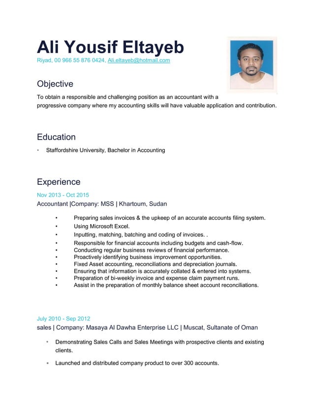 Ali CV | PDF | Business Accounting & Finance | Business