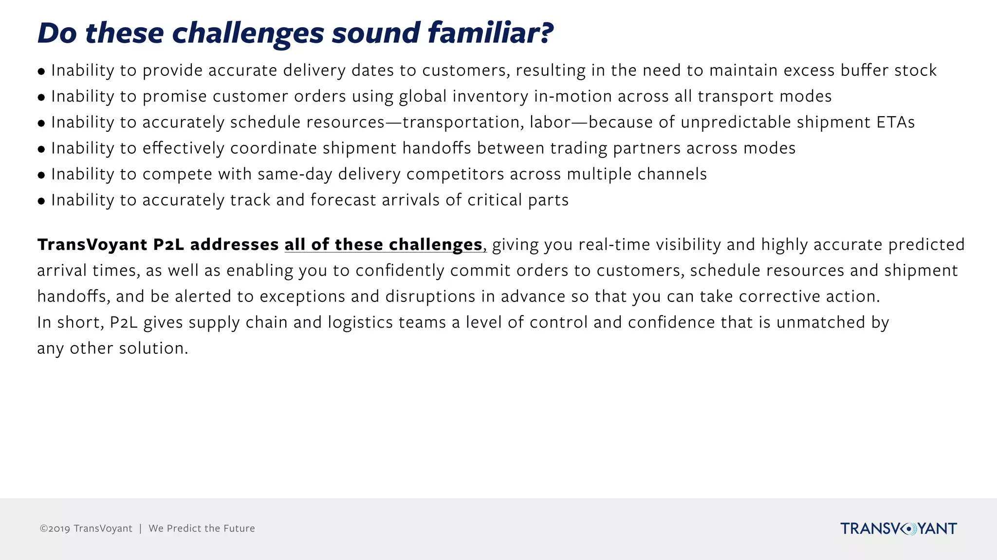 Precise Predictive Logistics™ (P2L™) | PPT