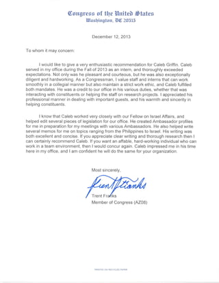 Congressional Letter of Recommendation | PDF