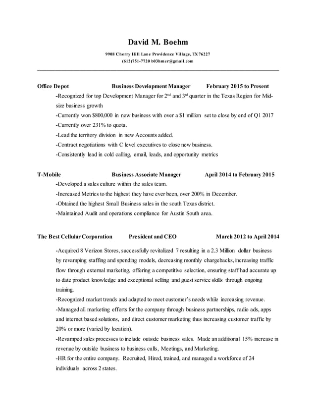 Davids Resume BDM | PDF