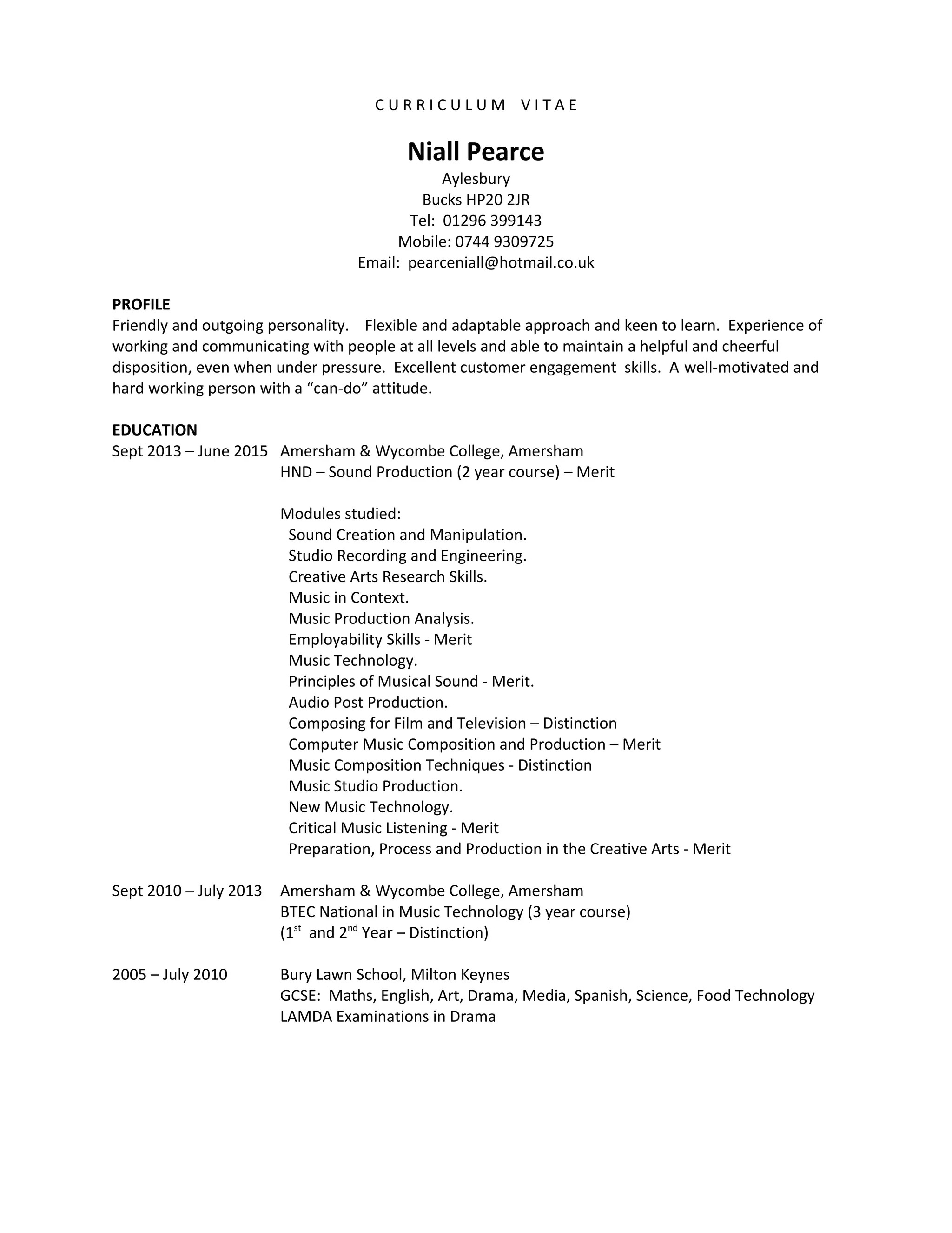 Niall CV 2015-2 | PDF