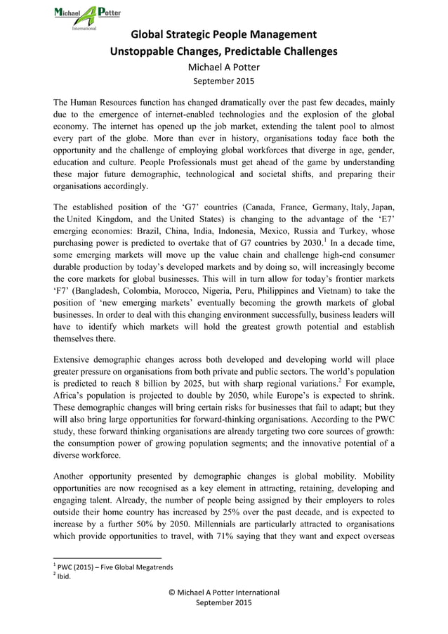 Strategic People Management - Article by Michael A Potter | PDF | Human ...