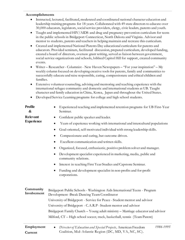Resume for Adjunct Professor | PDF