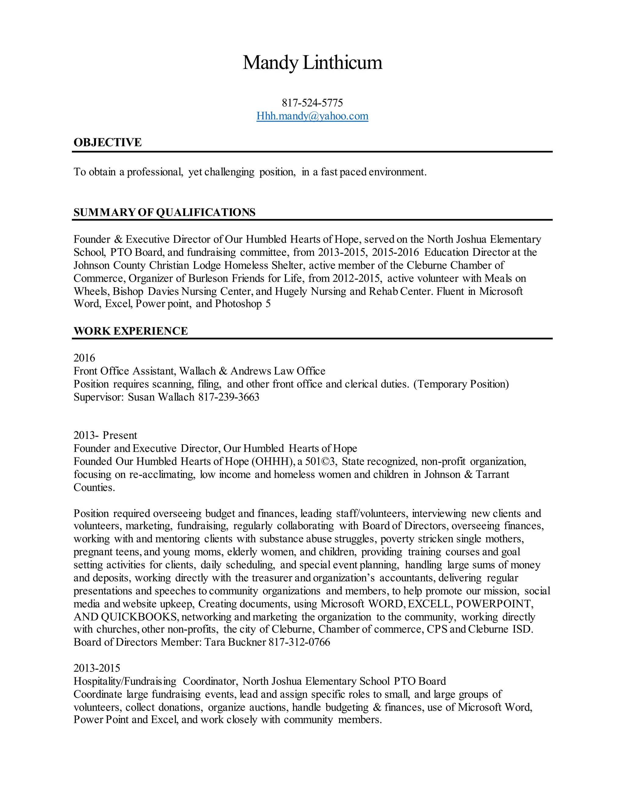 Mandy Linthicum's Resume1 | DOCX